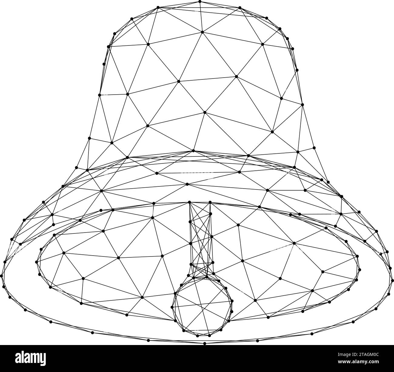 Bell, notification symbol, from abstract futuristic polygonal black ...
