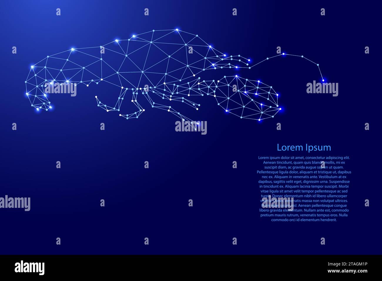 Lobster, omar from futuristic polygonal blue lines and glowing stars ...
