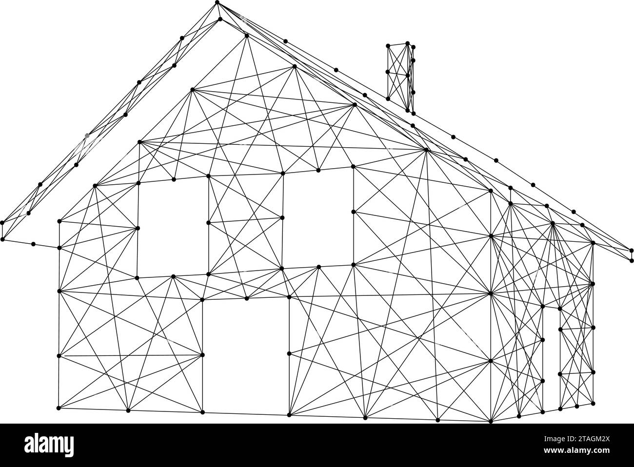 House, building with roof and chimney from abstract futuristic ...
