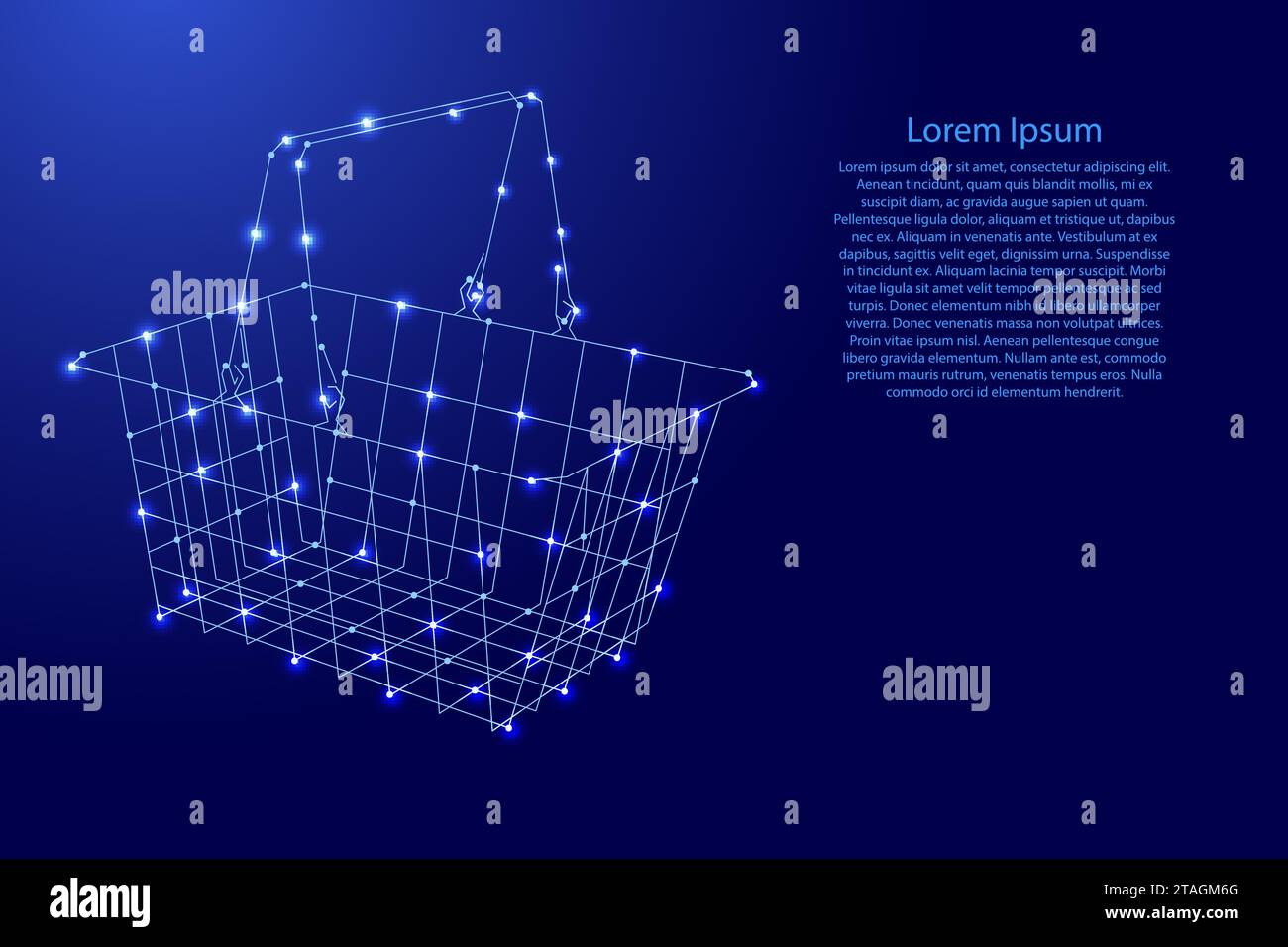 Shopping cart for groceries from futuristic polygonal blue lines and ...