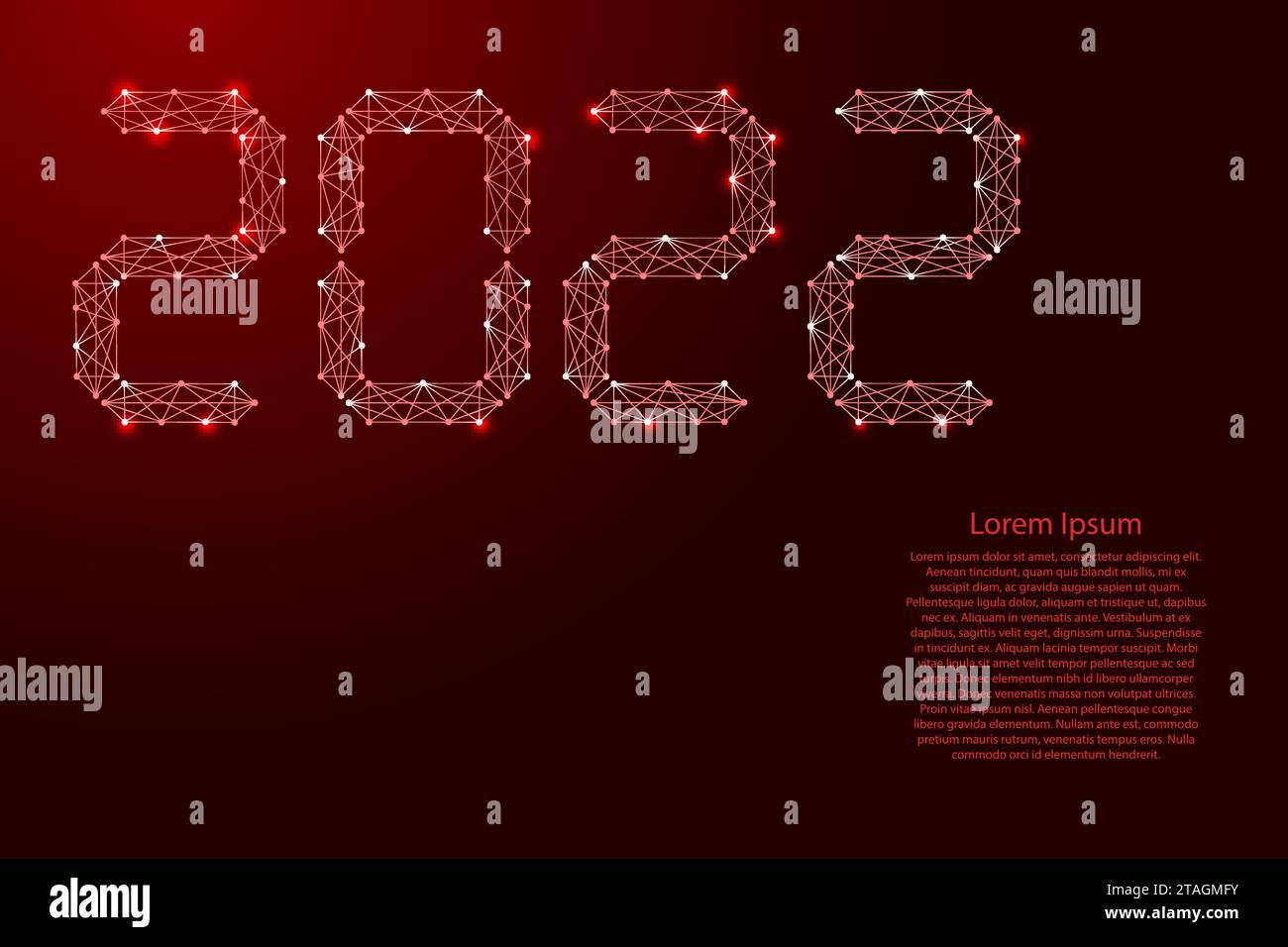 Christmas numbers 2022 Happy New Year from futuristic polygonal red ...
