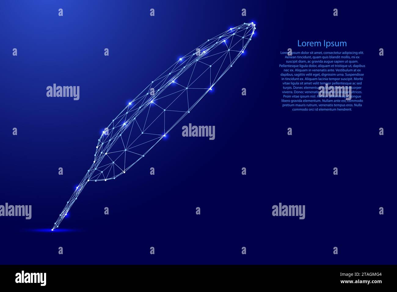 Bird feather pen, writing education concept, from futuristic polygonal ...