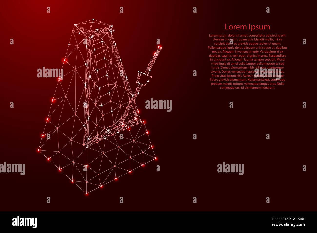 Mechanical metronome, from futuristic polygonal red lines and glowing ...