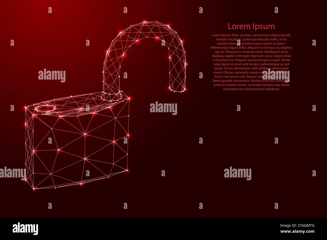Padlock with open shackle, symbol of vulnerability of data protection ...