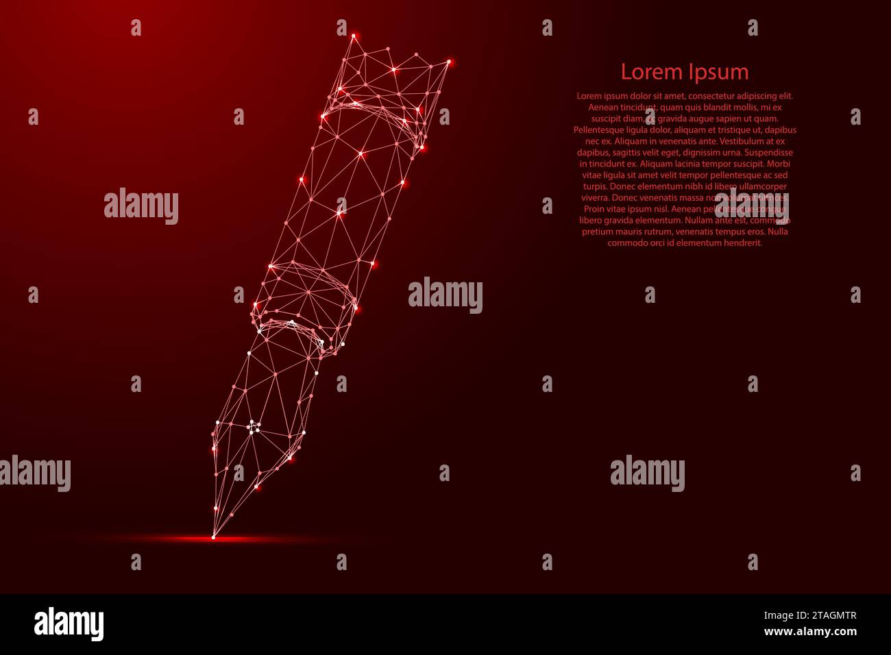 Ink fountain pen, business concept, from futuristic polygonal red lines ...