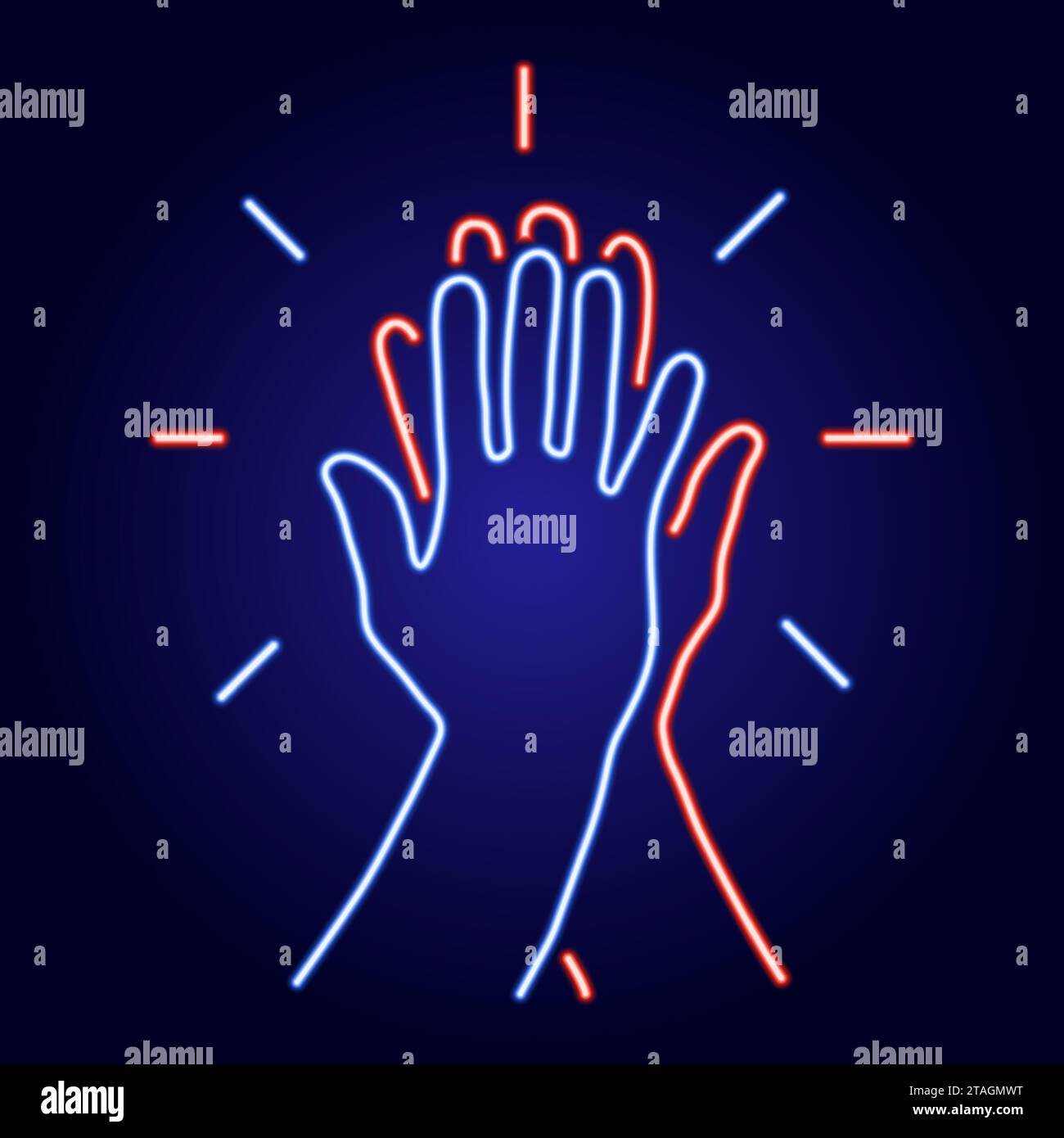 Informal greeting, two hands giving a high five, team result, friendly ...