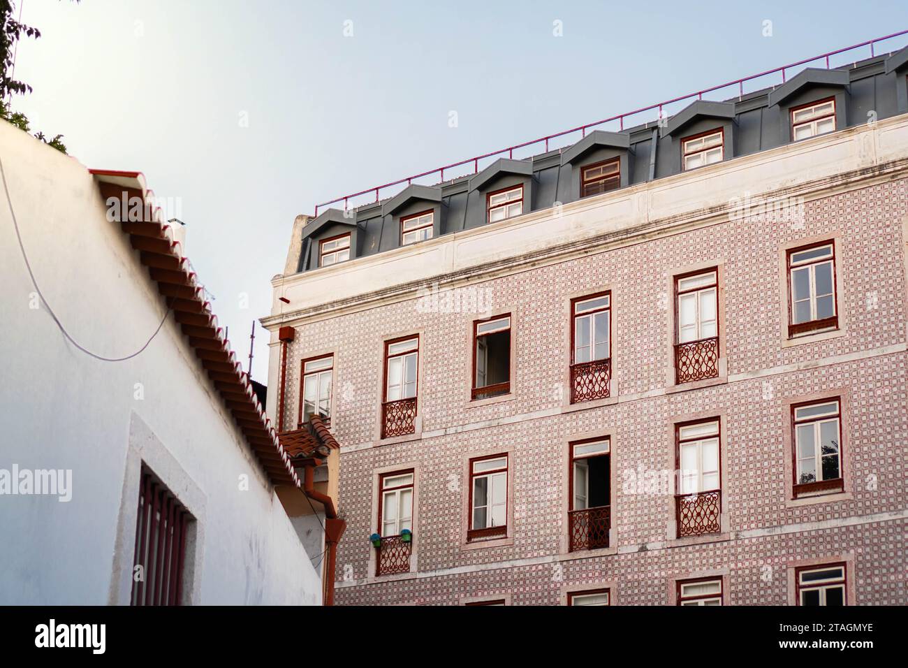 Close-Up, Horizontal View of a Traditional Portuguese Building in ...