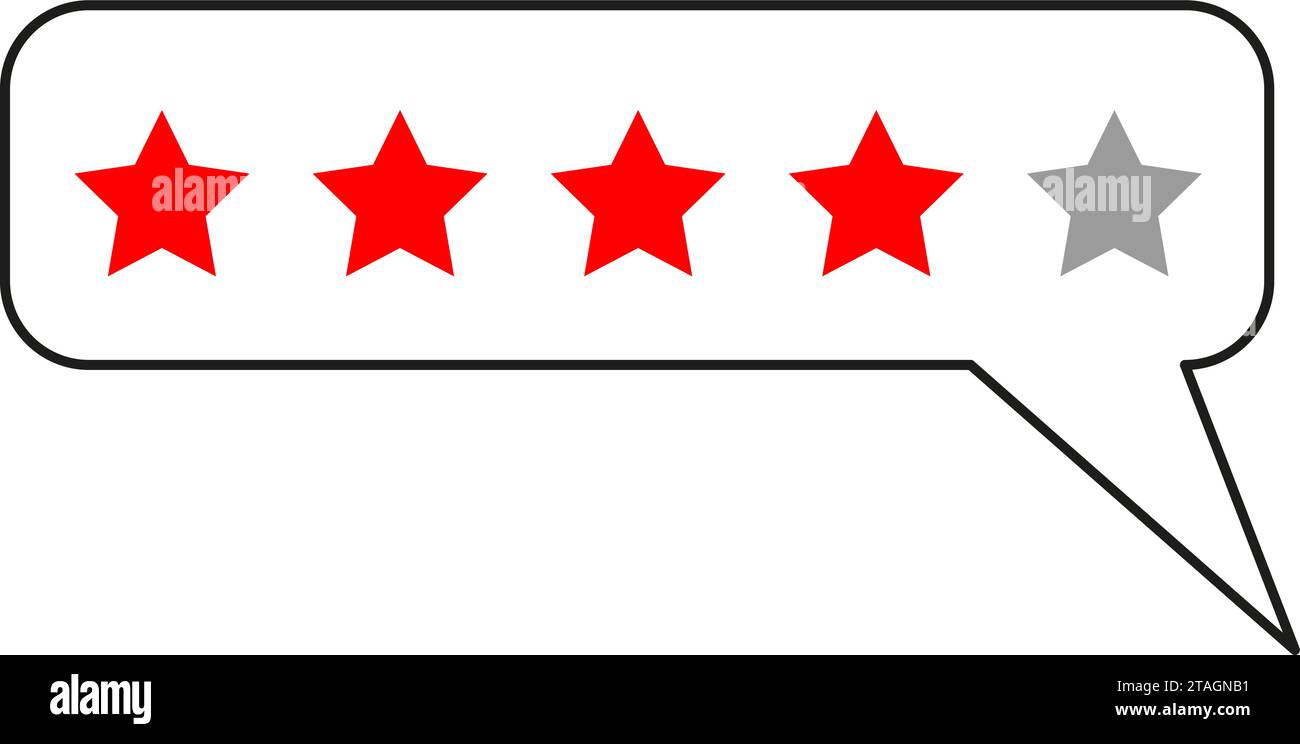 Message with stars, customer rating concept from black lines, red stars ...