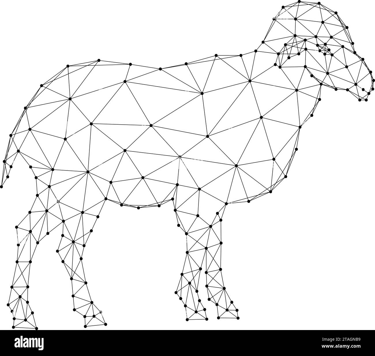 Sheep, cloven-hoof mammalian animal, from abstract futuristic polygonal ...