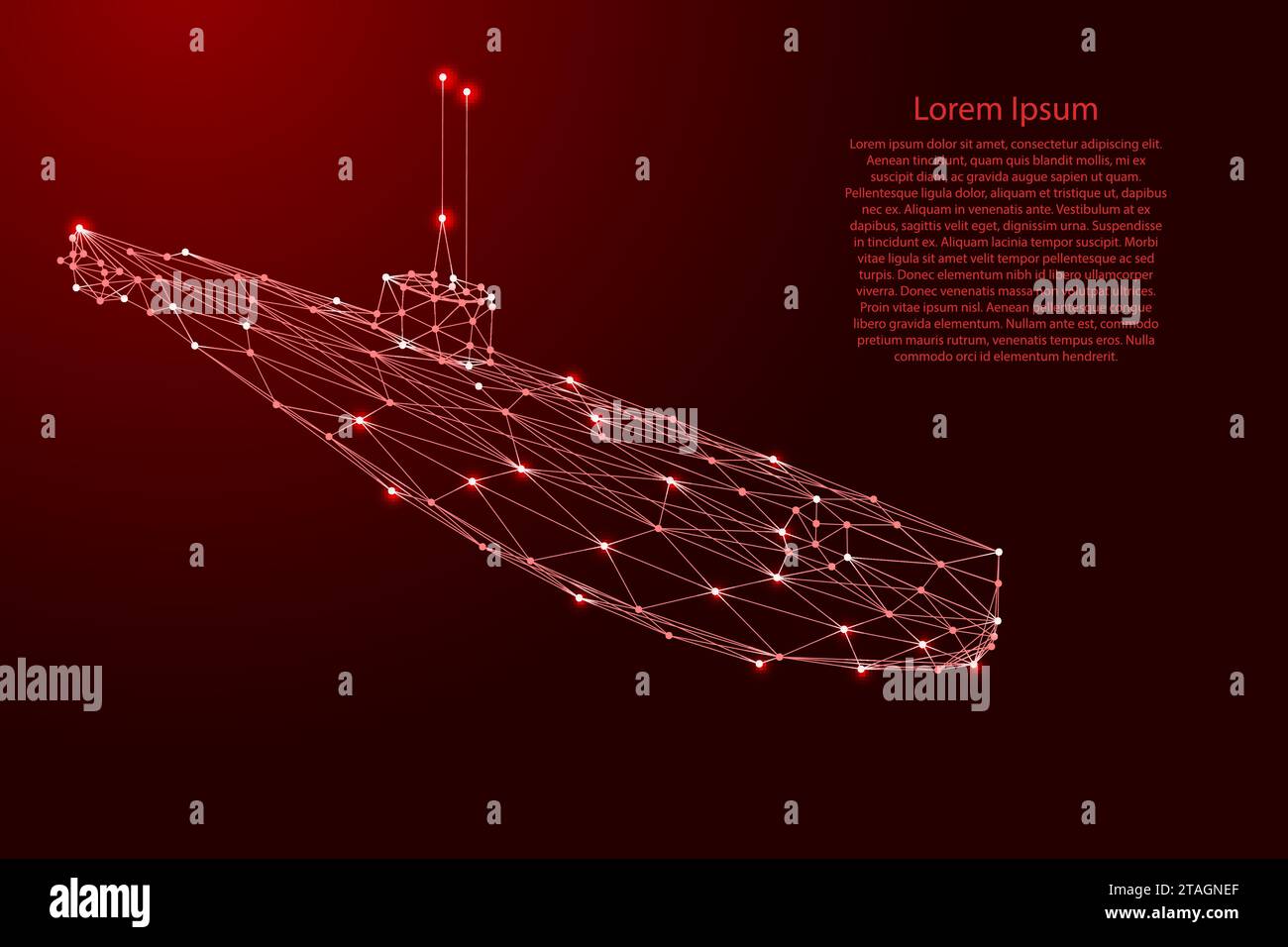 Submarine from futuristic polygonal red lines and glowing stars for ...