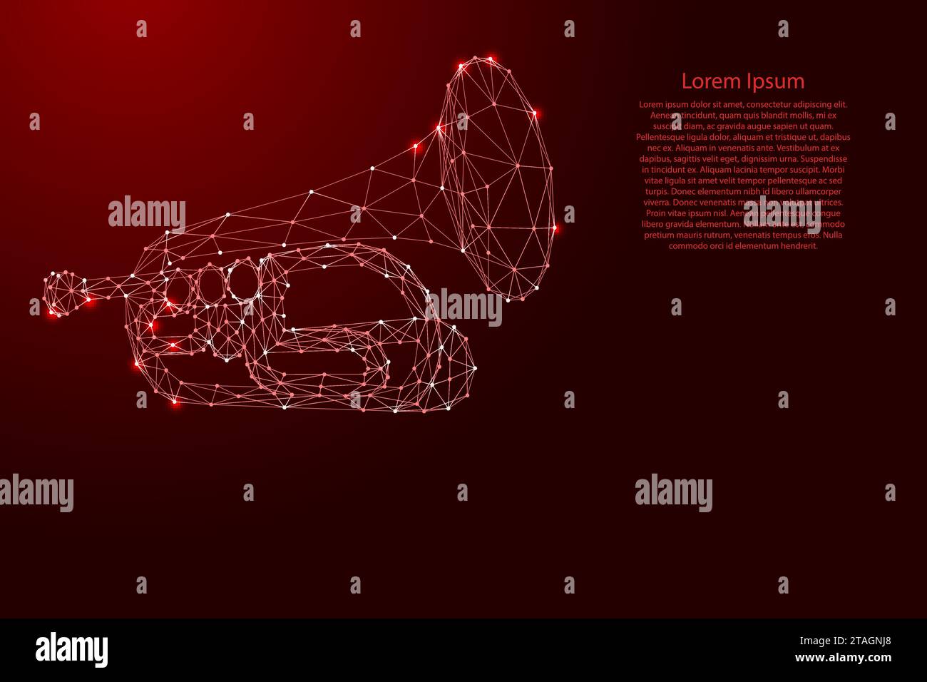 Trumpet cornet, wind musical instrument, from futuristic polygonal red ...