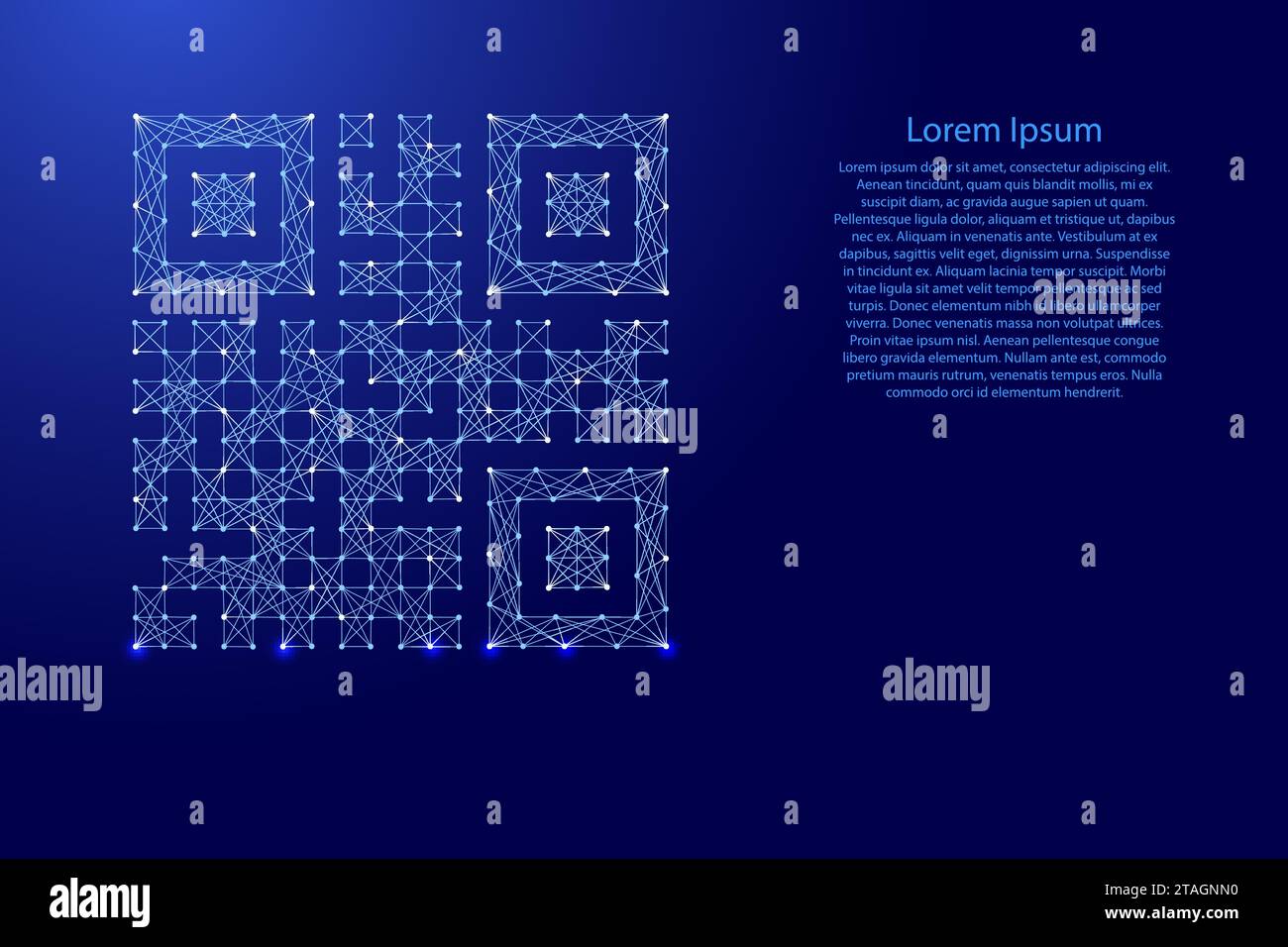 QR code arbitrary, icon from futuristic polygonal blue lines and ...