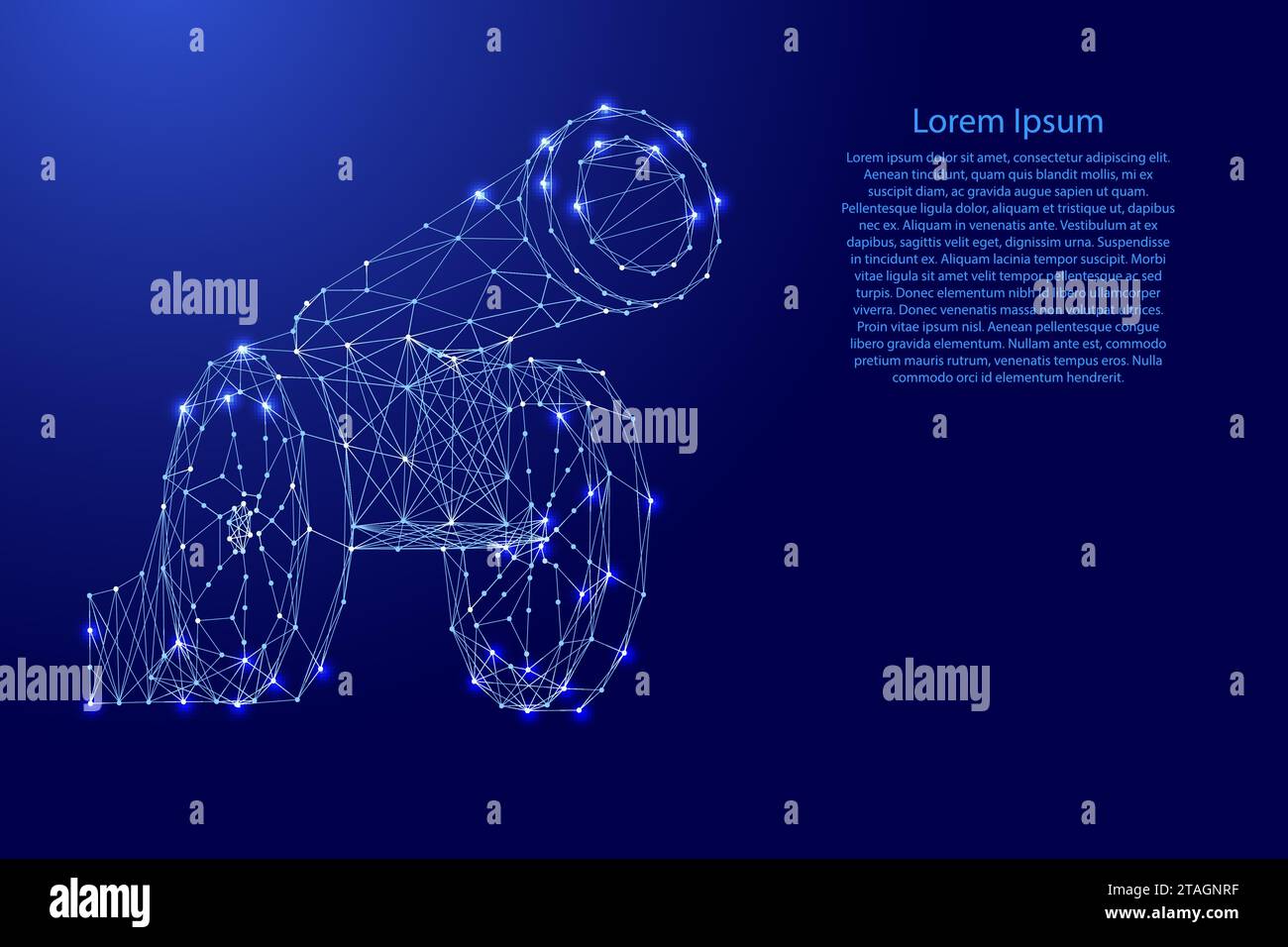 Cannon, old artillery piece for firing cores, from futuristic polygonal ...