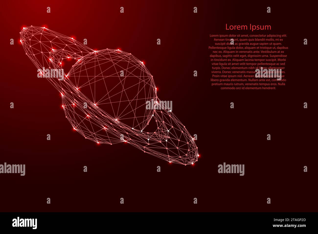 Saturn, planet with rings, from futuristic polygonal red lines and ...
