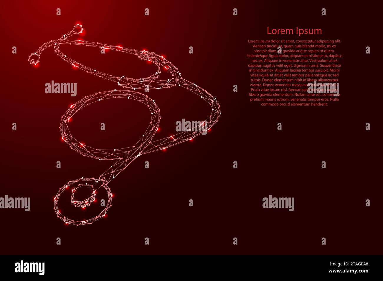Stethoscope medical from futuristic polygonal red lines and glowing ...