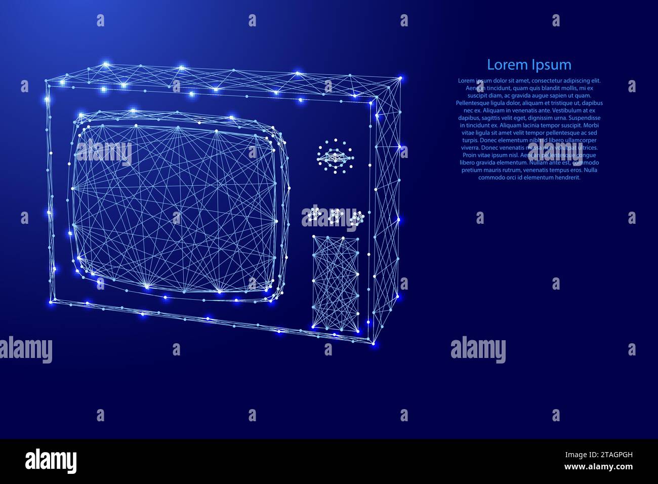 TV old with kinescope display, television, from futuristic polygonal ...