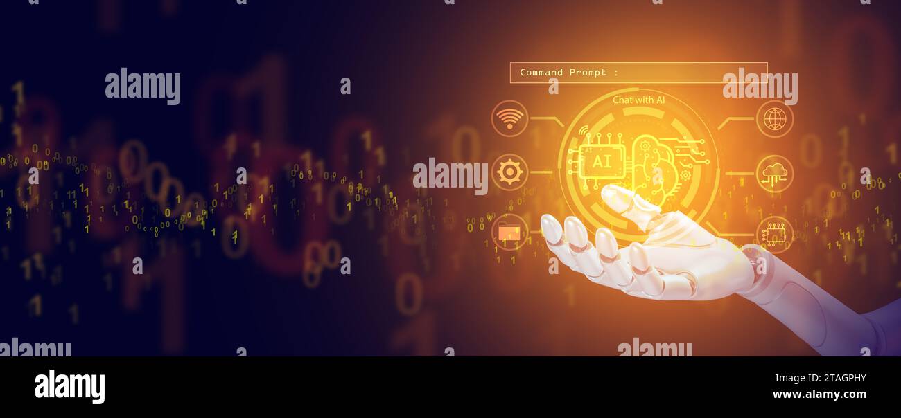 AI tech. Chat Bot, chat with Ai. Virtual graphic of a chatbot on a ...