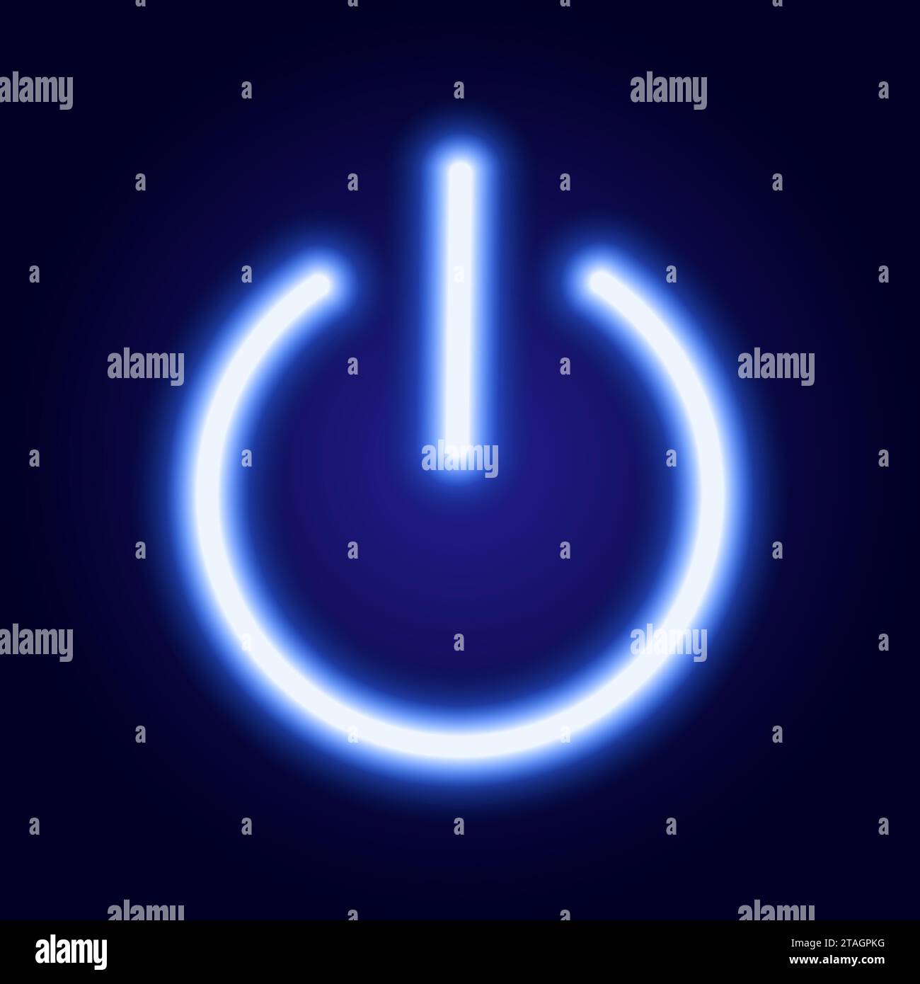 Power button icon from glowing blue neon luminescence lines on classic ...