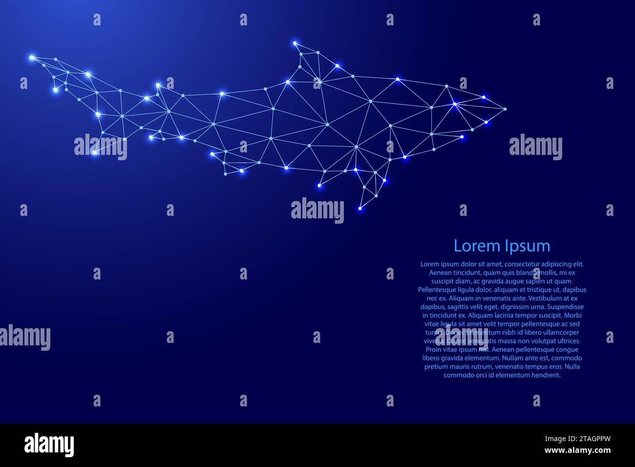 Shark, silhouette from futuristic polygonal blue lines and glowing stars for banner, poster ...