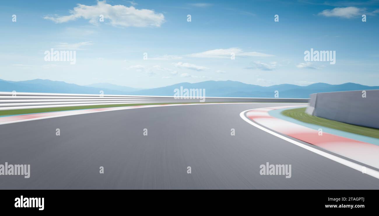 High speed blurred racing curve road with beautiful scenery Stock Photo ...