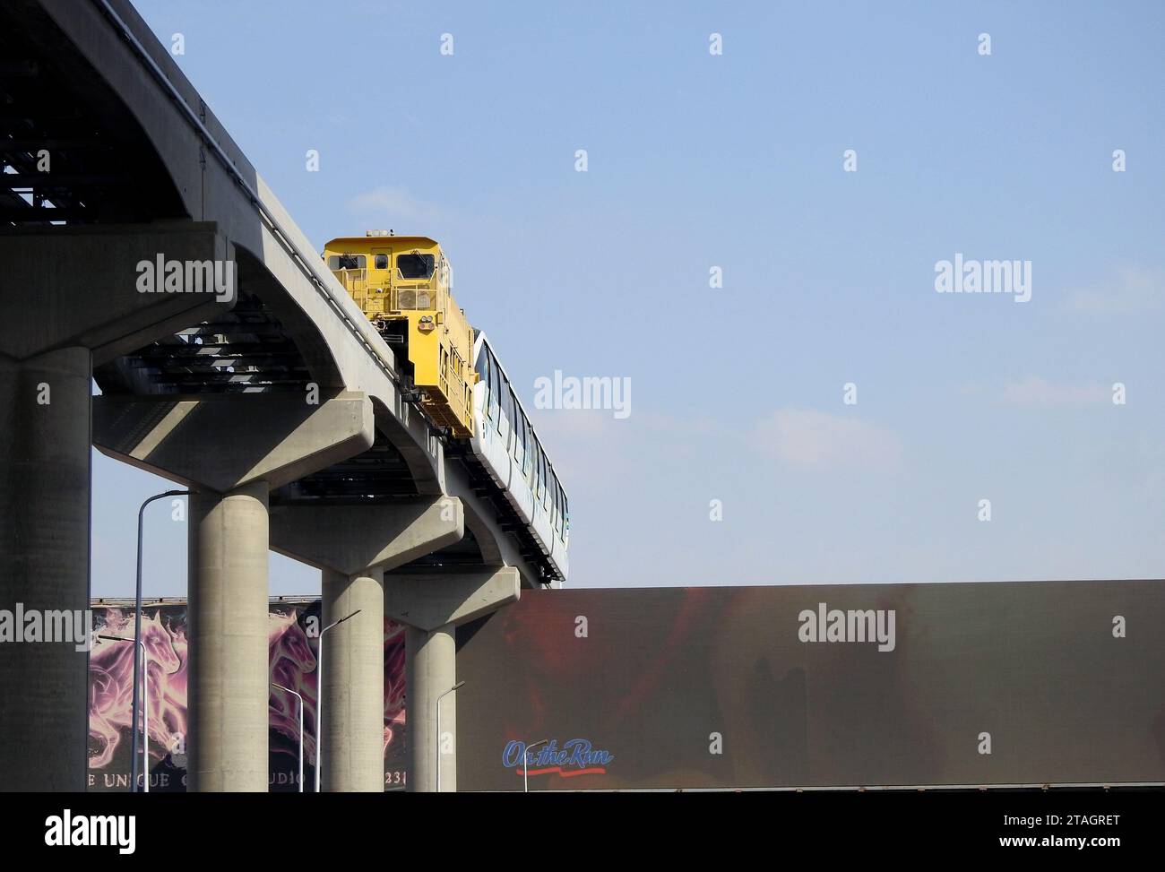Cairo, Egypt, October 5 2023: installation of Egypt monorail vehicle on ...