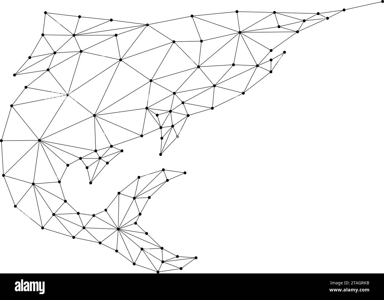 Fish, tuna, marlin jumping out, from abstract futuristic polygonal ...
