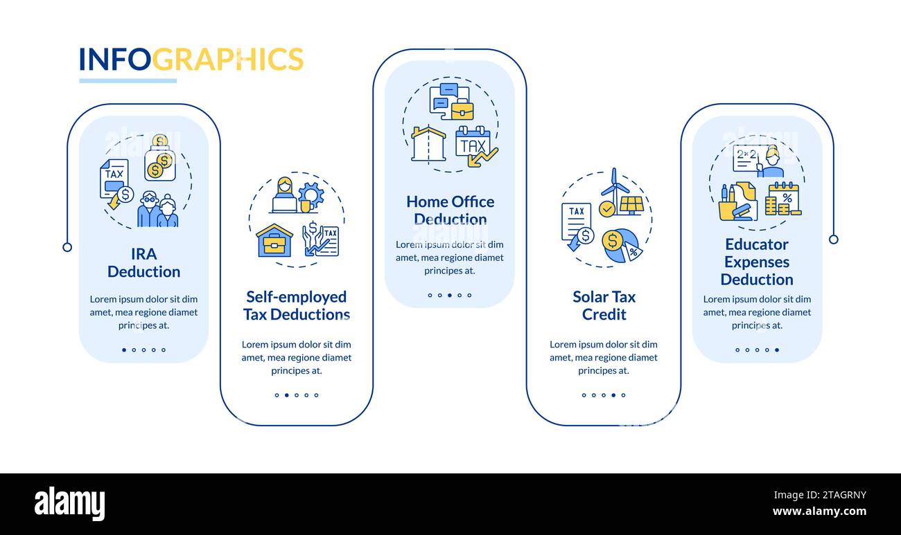 Tax deductions blue infographic hi-res stock photography and images - Alamy