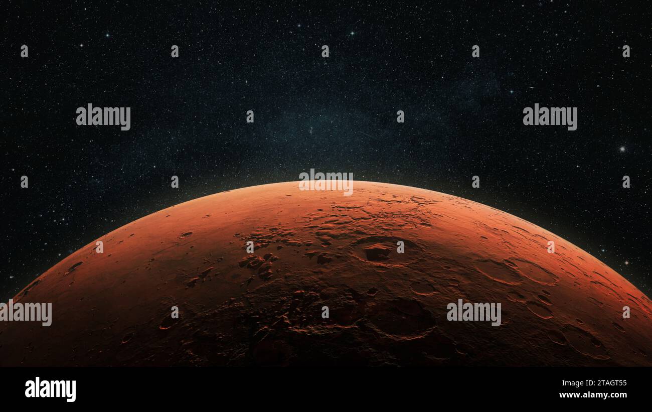Amazing red planet Mars in deep stellar space. Journey to Mars Concept ...