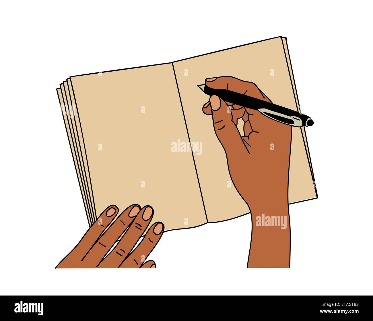 Hands drawing in sketchbook on blank paper vector Stock Vector Image ...
