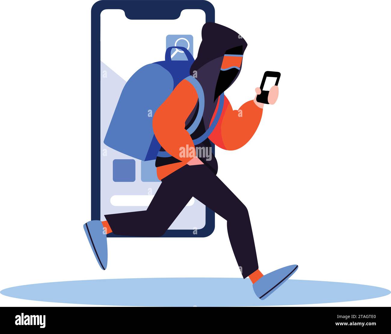 Hand Drawn Thief or hacker in concept Cyber Security in flat style ...