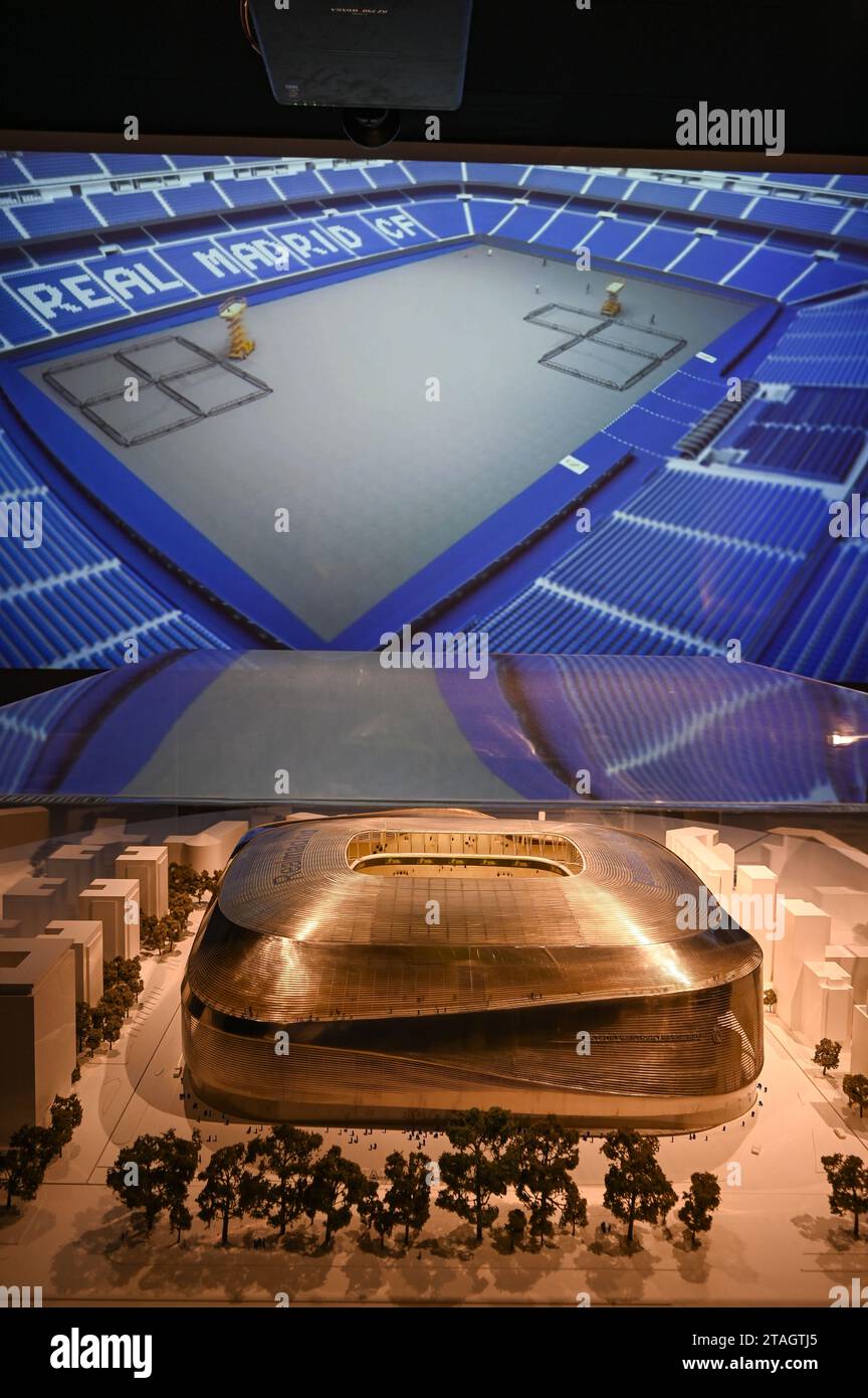 MADRID, SPAIN - NOVEMBER 16, 2023: Detail Model of the new Santiago ...