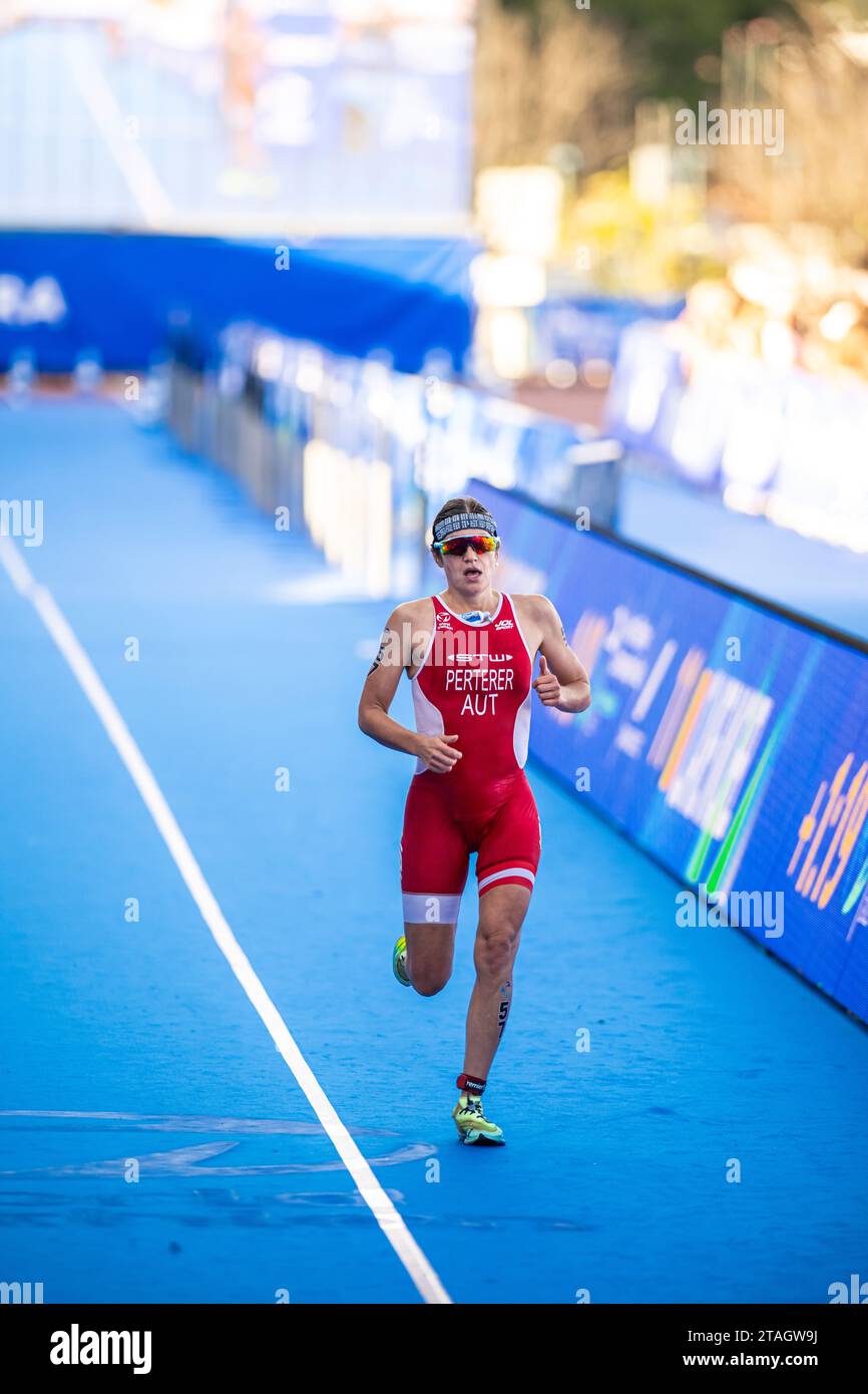 Lisa Perterer participating at the finish line in Pontevedra in the ...