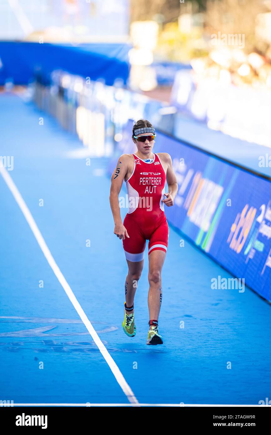Lisa Perterer participating at the finish line in Pontevedra in the ...