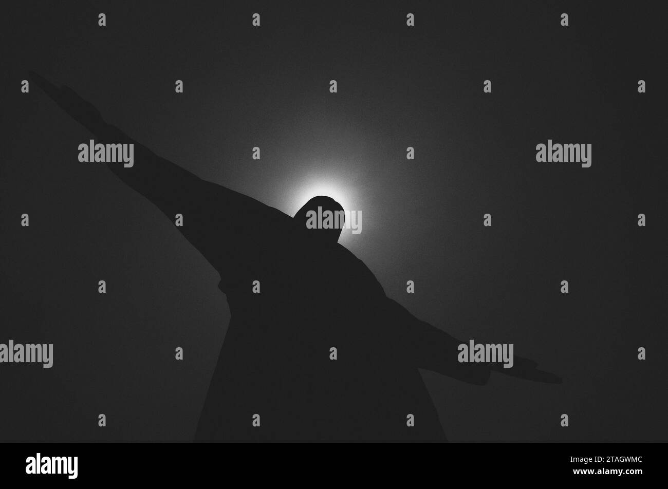 Christ the redeemer brazil low angle Black and White Stock Photos ...