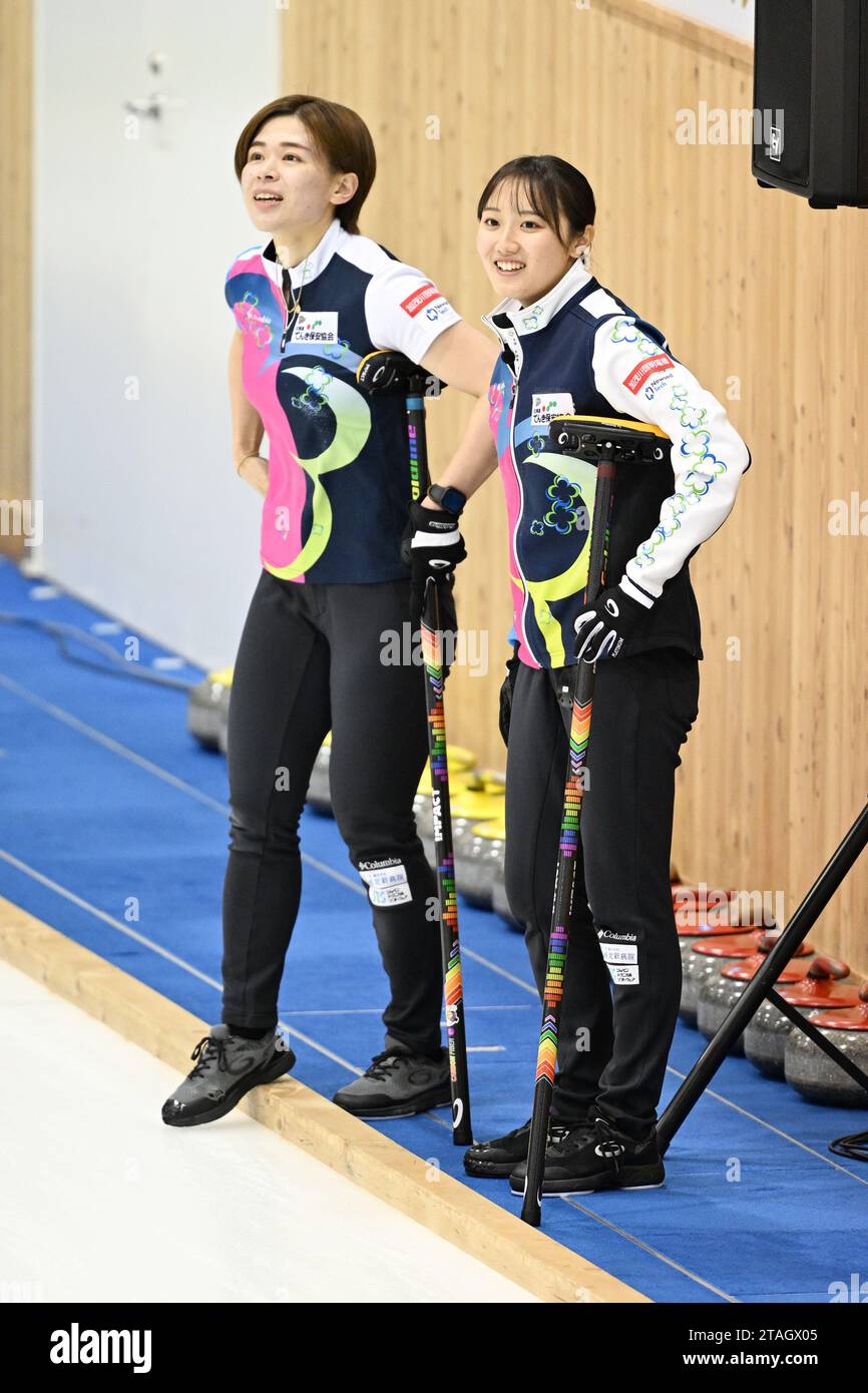 Karuizawa ice park, Nagano, Japan. 1st Dec, 2023. (L-R) Kaho Onodera, Mina Kobayashi ...