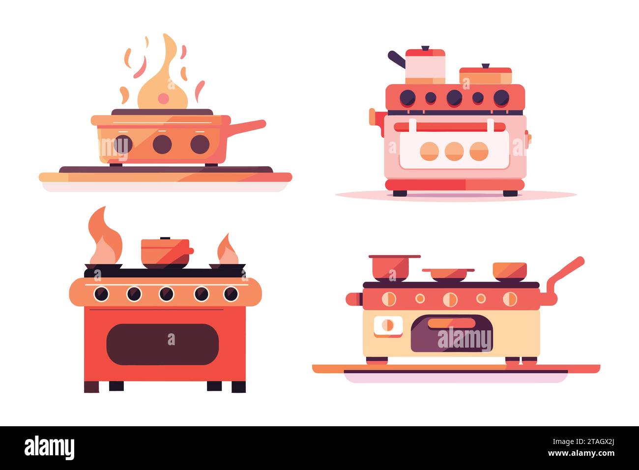 Hand Drawn Oven or pan in a restaurant in flat style isolated on ...