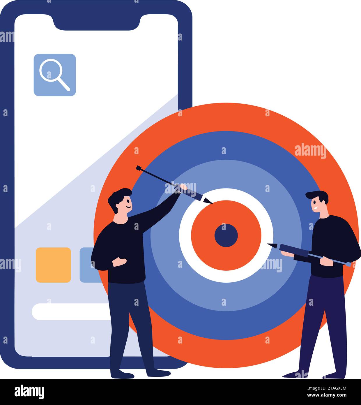 Hand Drawn businessman with goals in flat style isolated on background ...