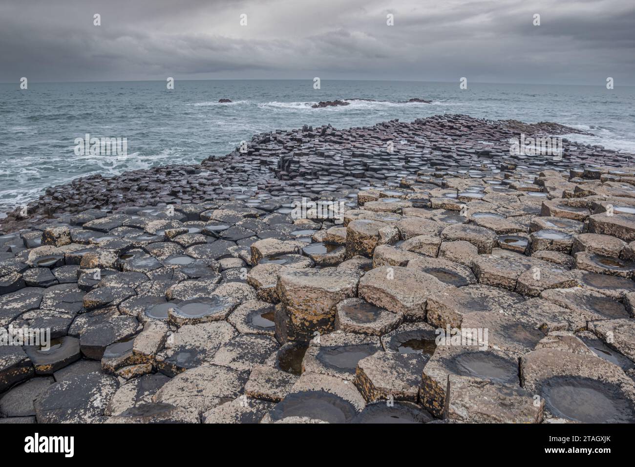 The view of a unique rock formation. Giant's Causeway, Northern Ireland ...