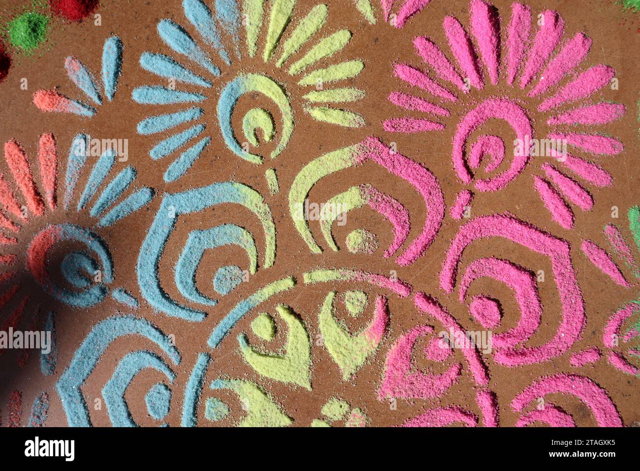 Multicolor rangoli designs with stencil. Beautiful rangoli designs made ...