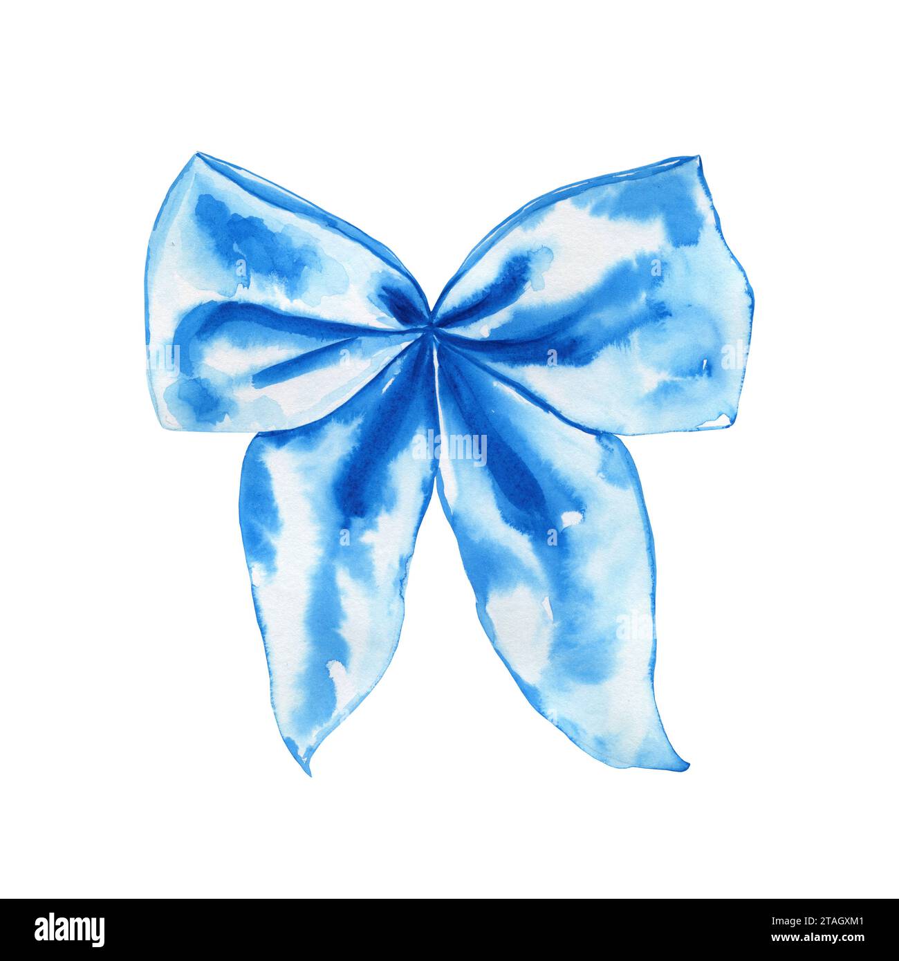 Blue velvet bow hand drawn watercolor illustration Stock Photo - Alamy