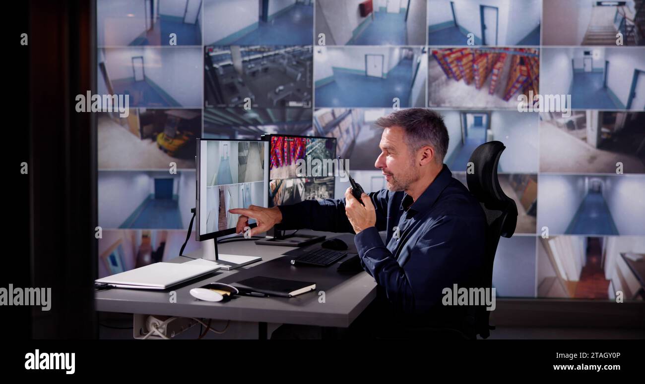 The Security Guard Monitors the CCTV System in the Room Stock Photo - Alamy