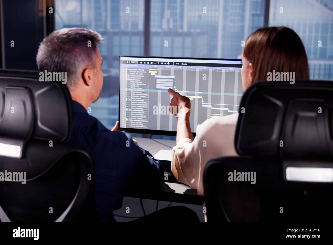 Efficiently managing software projects with Gantt sheet Stock Photo - Alamy