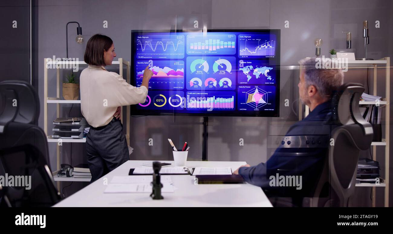 Professional Team in a Conference Room with TV Screen and Board for ...