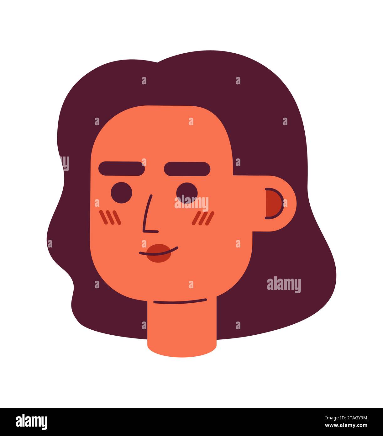 Beautiful south asian woman blushing 2D vector avatar illustration ...