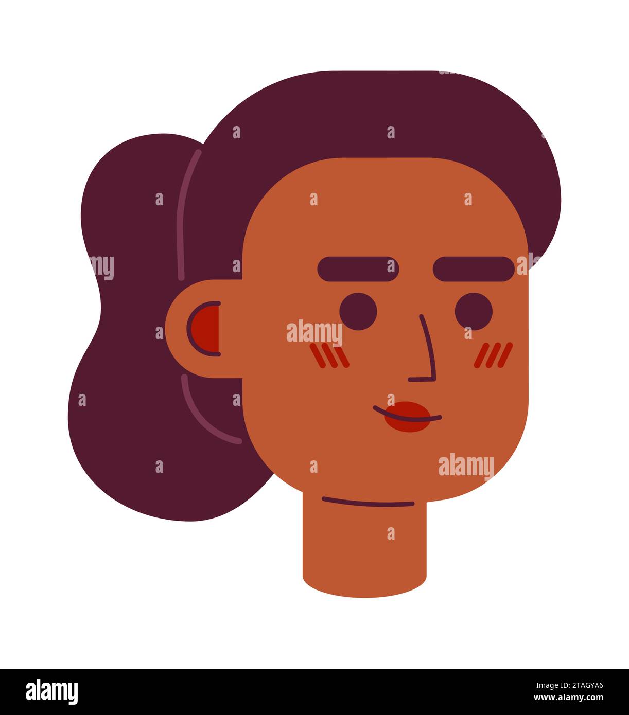 Shy attractive female african american 2D vector avatar illustration ...