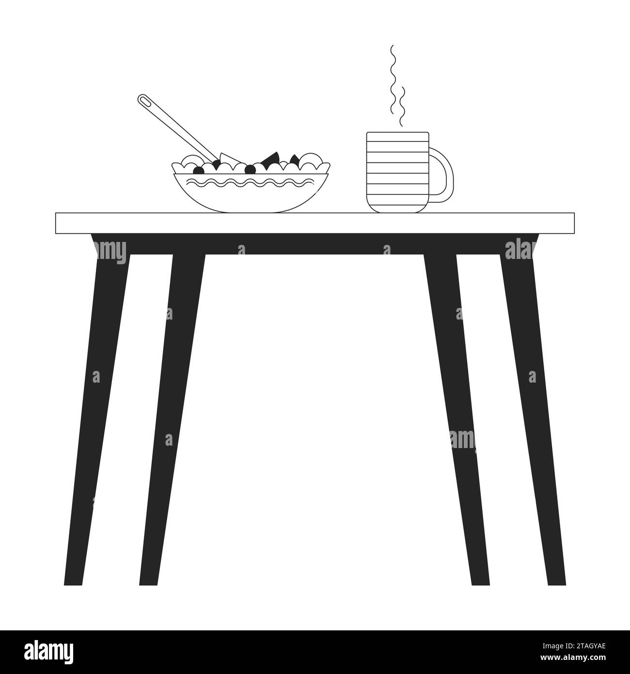 Company cafeteria table black and white 2D line cartoon object Stock ...