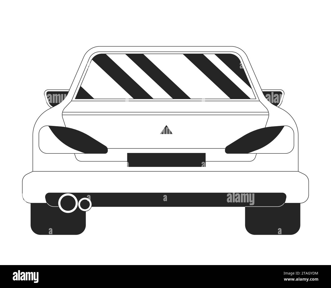 Vehicle Back View Black And White 2d Line Cartoon Object Stock Vector