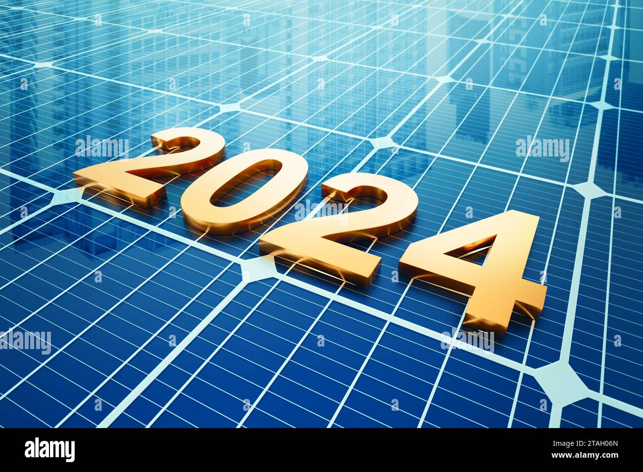 Start the year 2024 with solar power, The city's shadow is reflected on ...