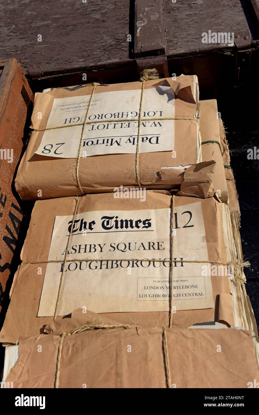 Original wrapped bundles of newspapers on display ay the "Railways at ...
