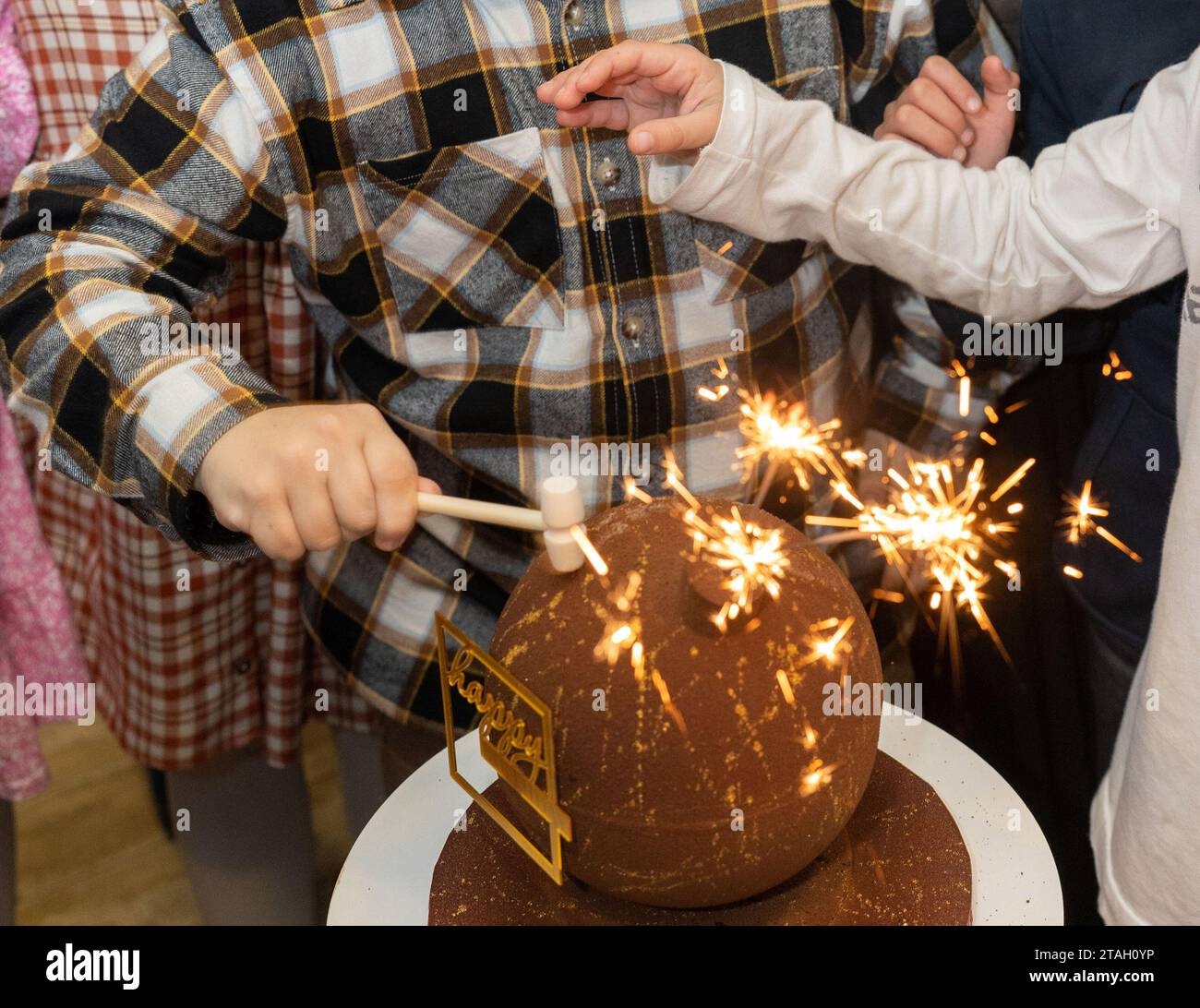 Choco bomb, pinata, ready to explode. Celebrating birthday. Party event ...